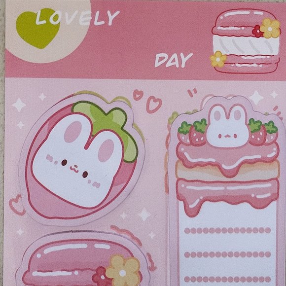 Office | Kawaii Strawberry Desserts Usagi Bunny Rabbit Sticky Note Memo ...